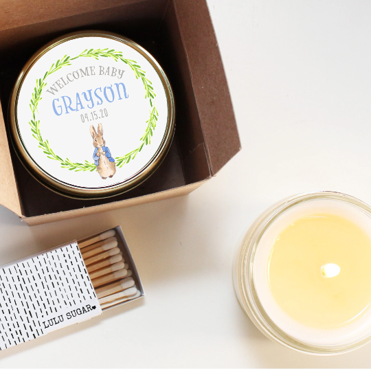 Peter Rabbit Baby Shower Favor Candles